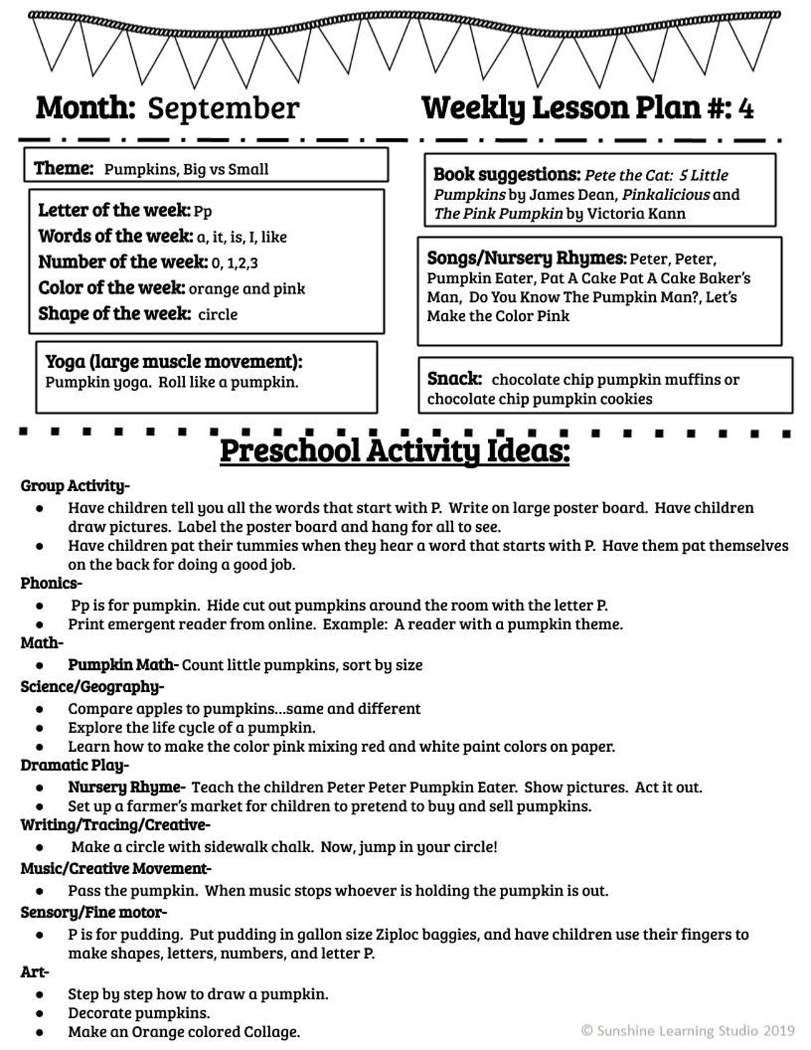 Preschool Curriculum- Lesson Plans Year 1: September - May - Etsy