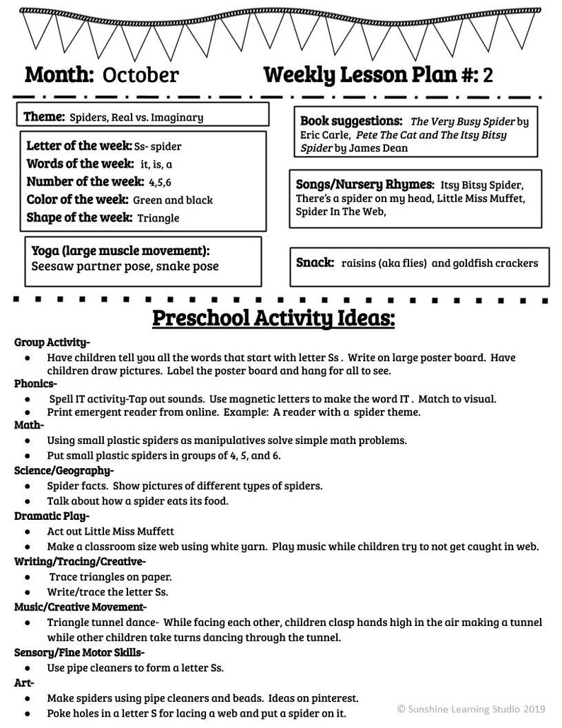 Preschool Curriculum- Lesson Plans Year 1: September - May - Etsy