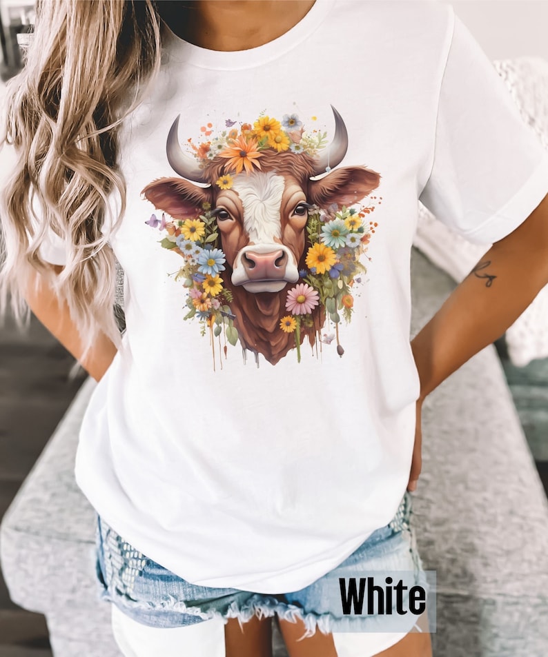 Holstein Cow Lover Shirt Cottagecore Tshirt Floral Cow Shirt Cow T ...