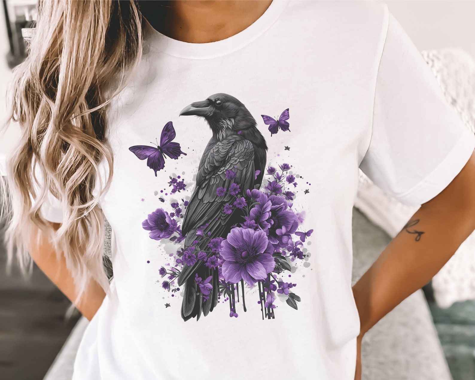 Whimsigoth Raven Shirt Gothic Raven Shirt Boho Crow Shirt Boho Raven ...