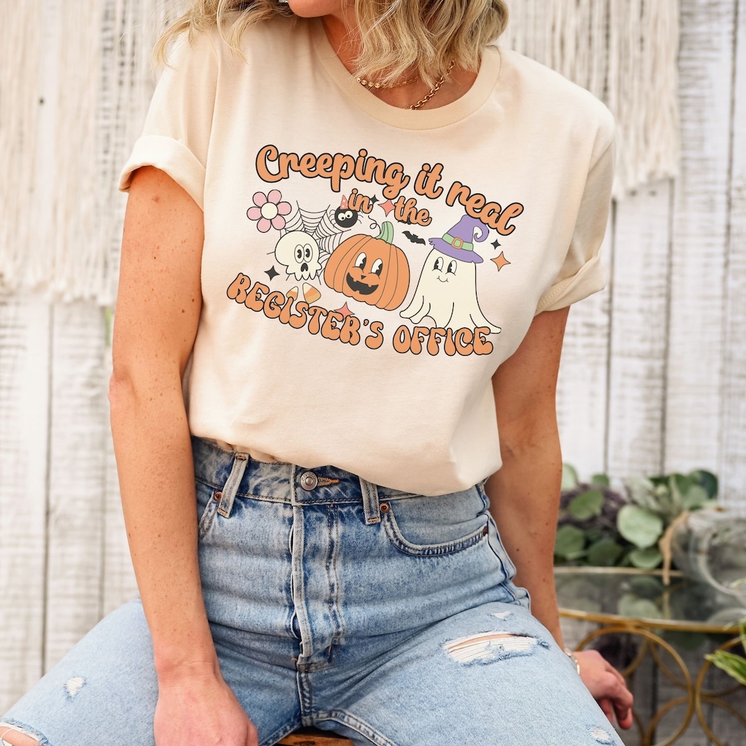Halloween Registers Office Staff Shirt, Spooky School Front Office Lady ...