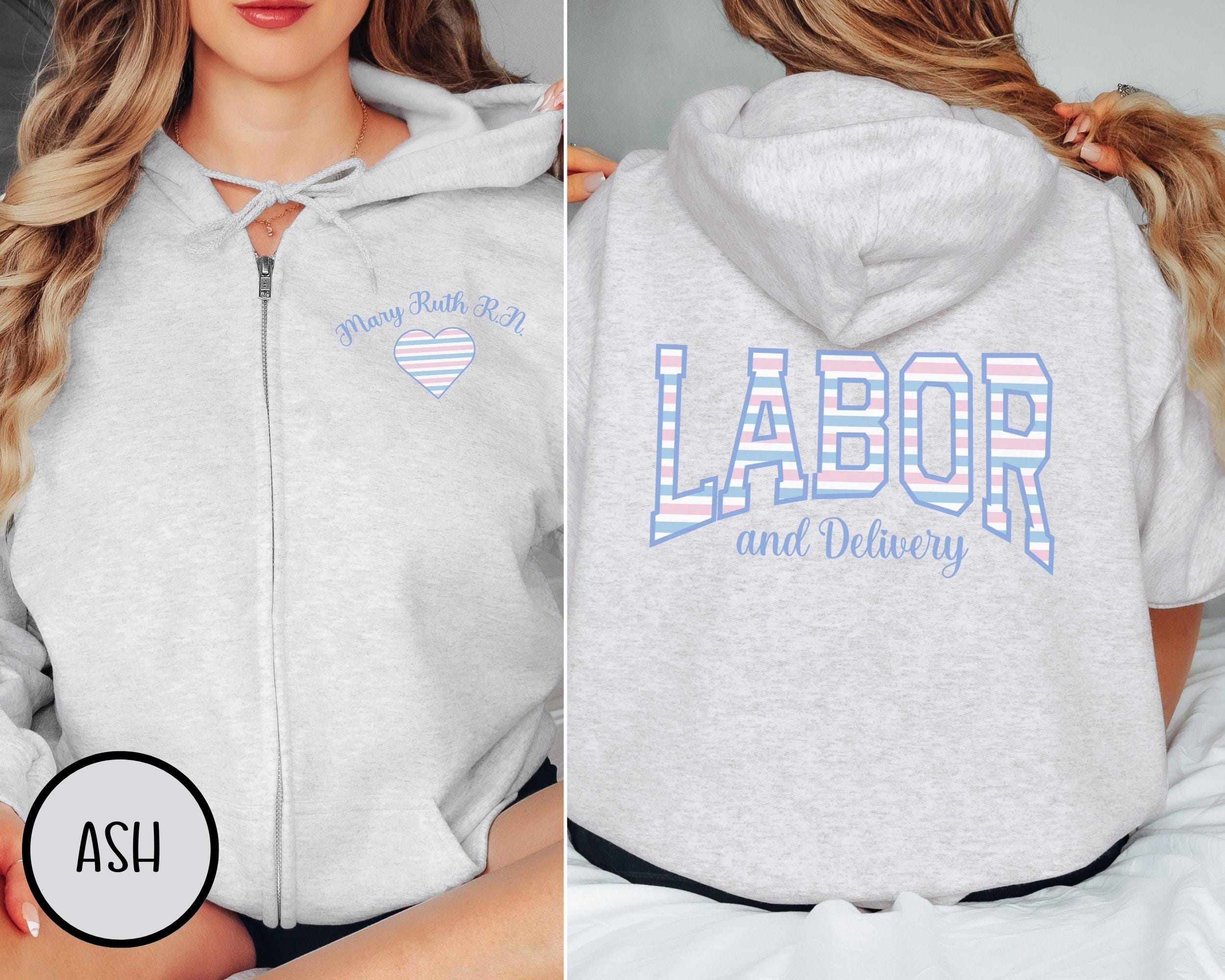 Custom L&D Nurse Sweater Baby Hat Personalized Zip up Hoodie for Labor ...
