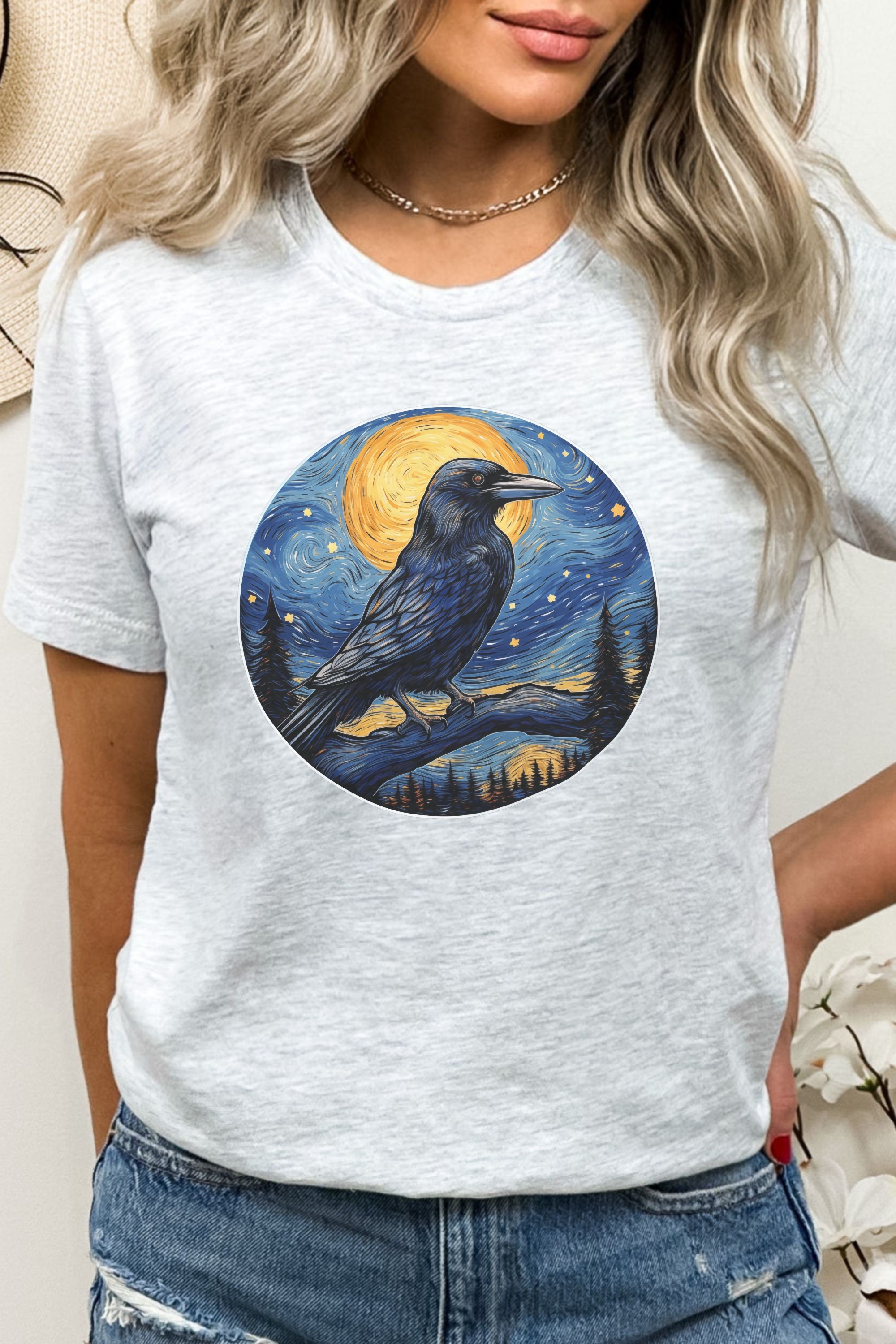 Van Gogh Raven Shirt, Starry Night Raven Shirt, Raven Van Gogh Shirt ...