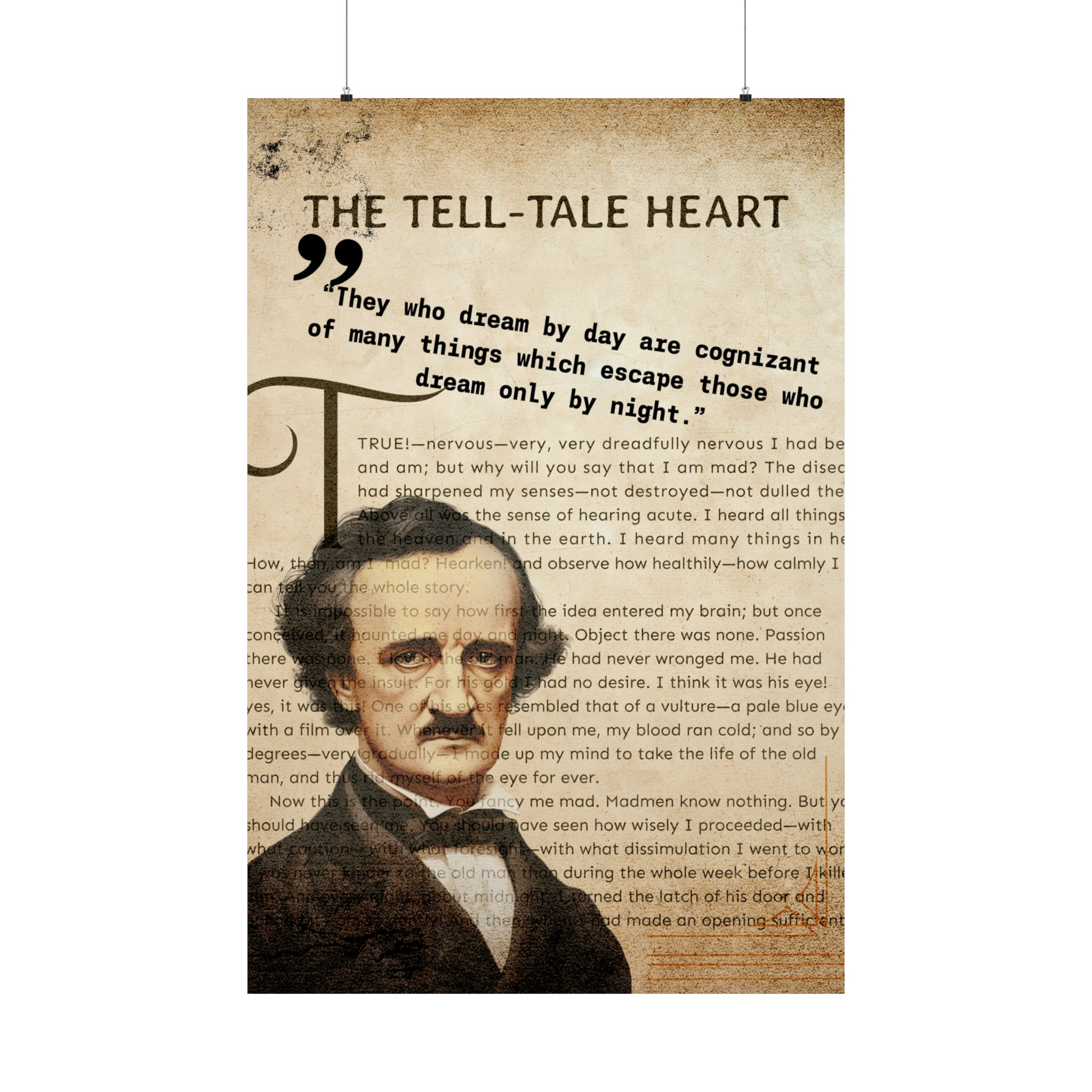 Edgar Allen Poe Poster, Tell-tale Heart Poster, Edgar Allan Poe Wall ...