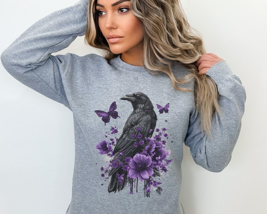 Whimsigoth Raven Sweatshirt, Gothic Raven Sweater, Crow Sweater, Raven ...
