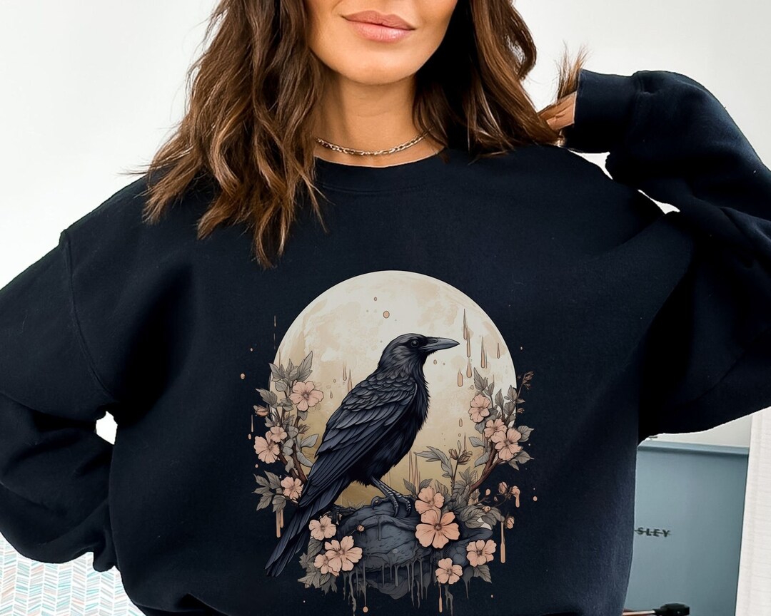 Whimsigoth Raven Sweatshirt Gothic Raven Sweater Boho Crow Shirt Boho ...