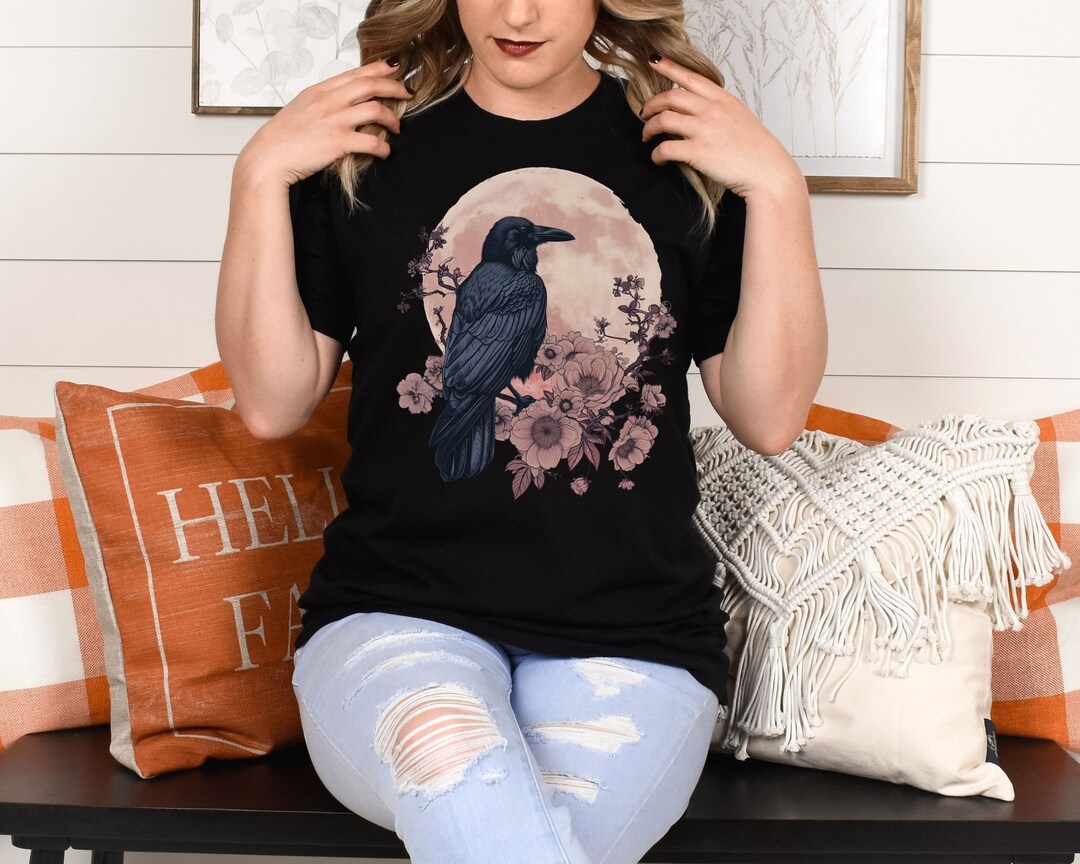 Whimsigoth Raven Shirt Gothic Raven Shirt Boho Crow Shirt Boho Raven ...