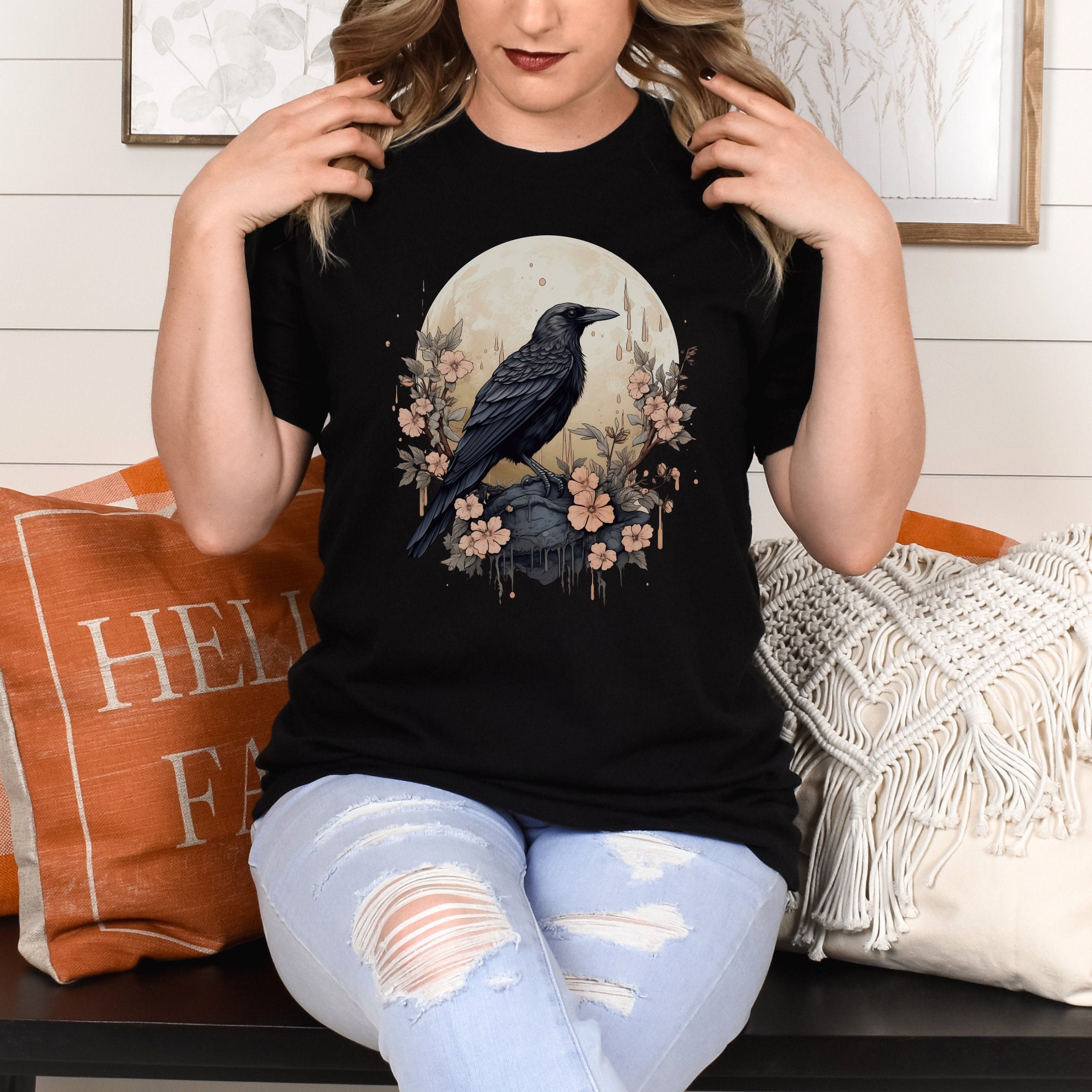 Whimsigoth Raven Shirt Gothic Raven Shirt Boho Crow Shirt Boho Raven ...