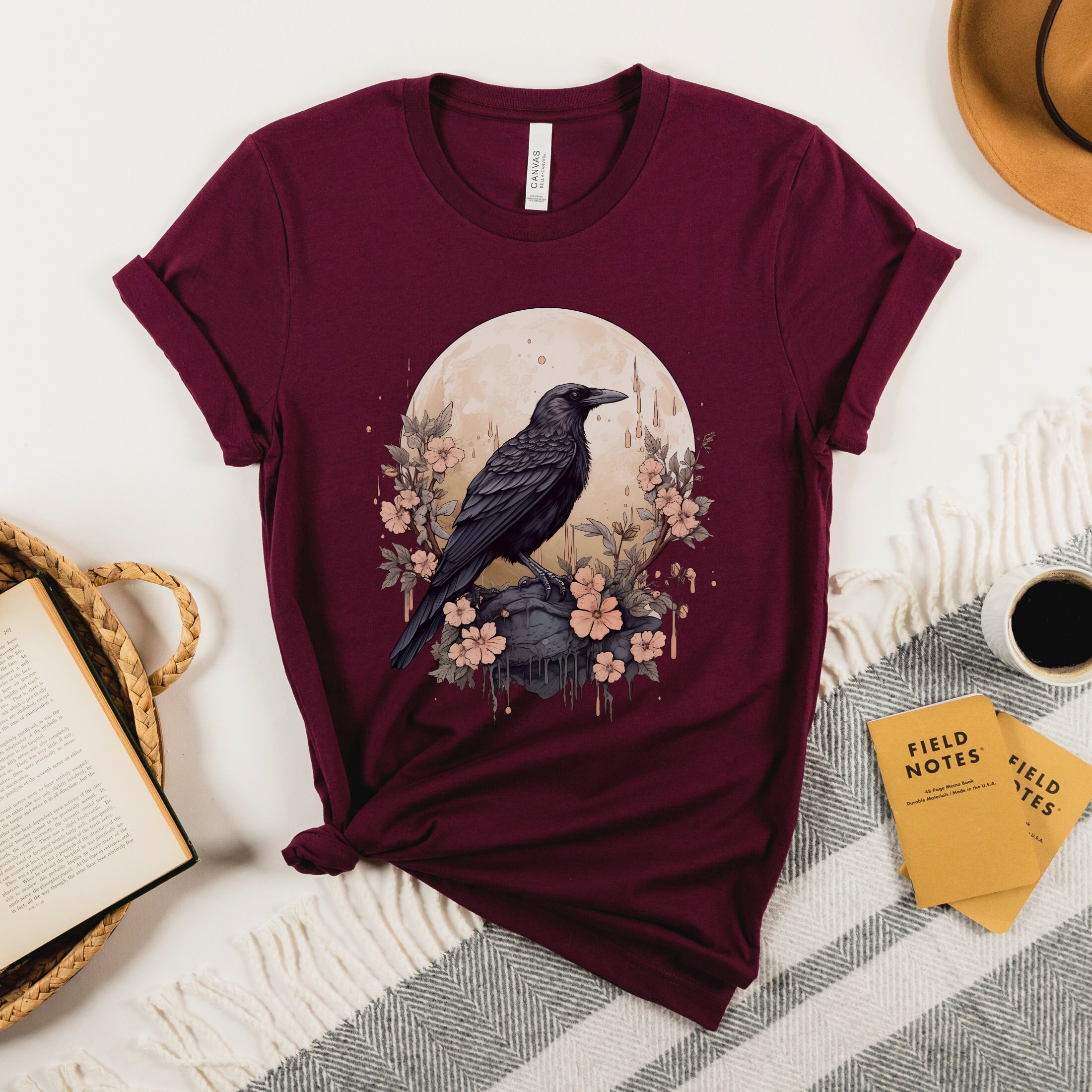 Whimsigoth Raven Shirt Gothic Raven Shirt Boho Crow Shirt Boho Raven ...