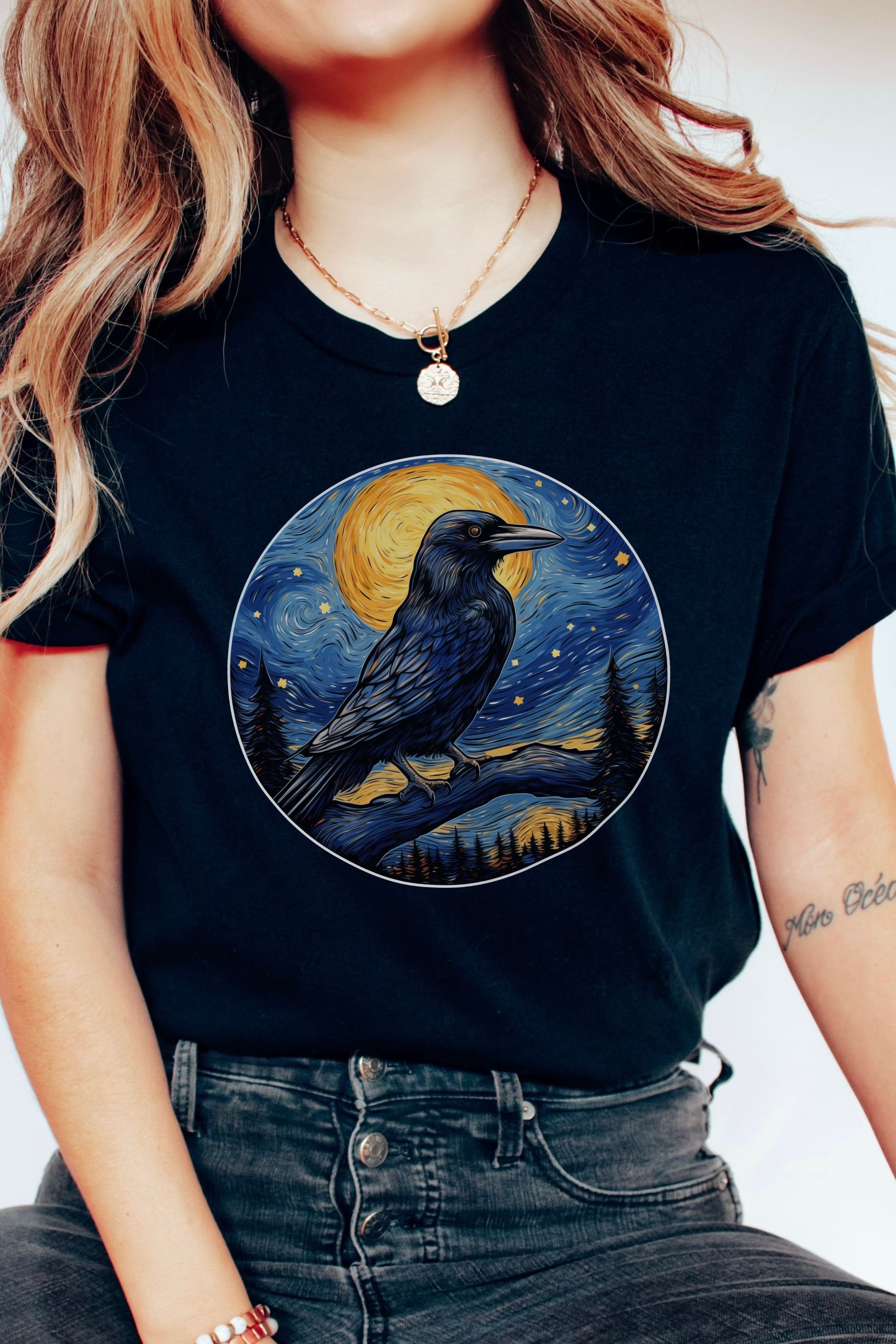 Van Gogh Raven Shirt, Starry Night Raven Shirt, Raven Van Gogh Shirt ...
