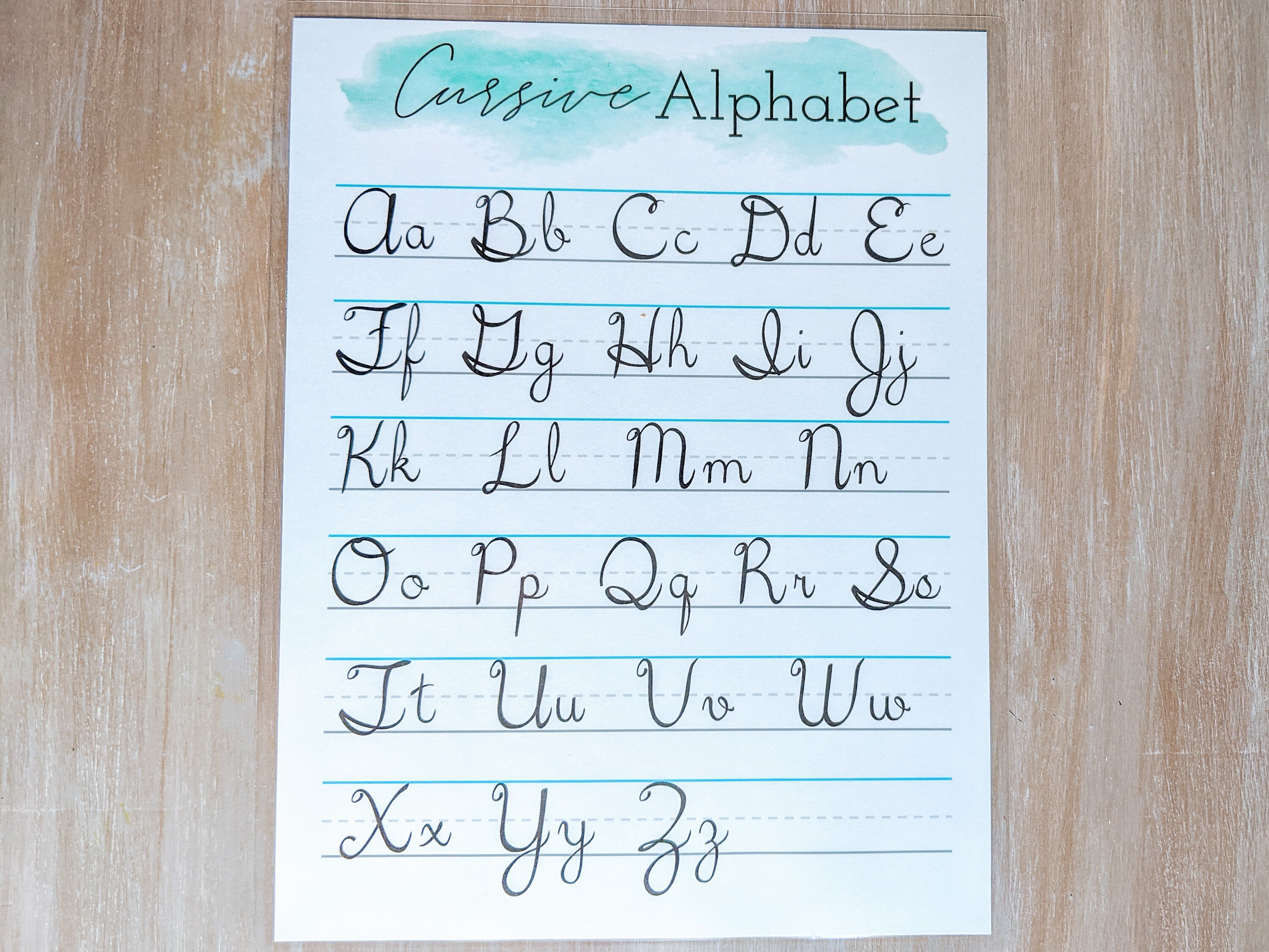 Cursive Poster Learn Script Digital Download ABC Chart Etsy