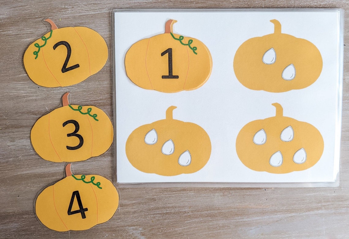 Pumpkin Patch Number Match Digital Download Printable Fall | Etsy