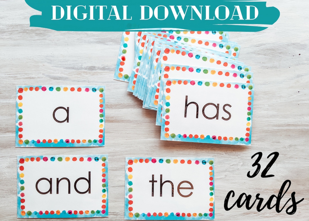Sight Word Flashcards Digital Download | Kindergarten Sight Word ...