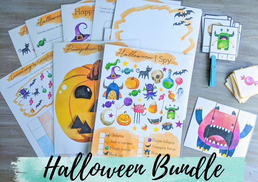 Halloween Educational Activity Bundle Laminated. Fall Preschool ...