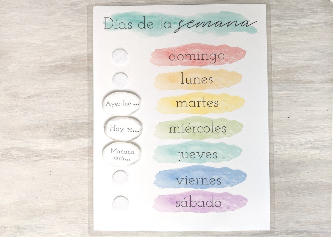 Spanish Classroom Calendar Days of the Week in Spanish - Etsy