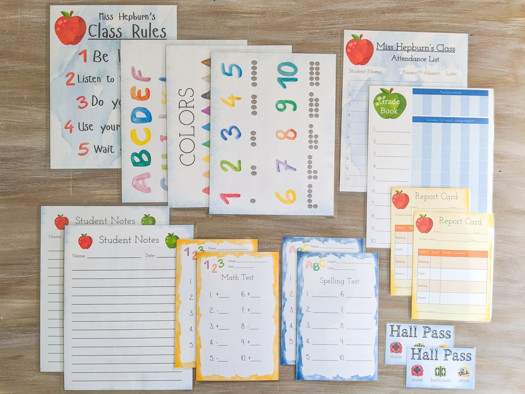 Pretend Teacher Set, Laminated Pretend Teacher, Personalized Gift, Role ...