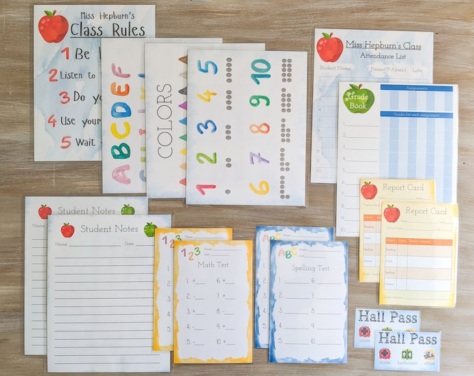 Pretend Teacher Set, Laminated Pretend Teacher, Personalized Gift, Role ...