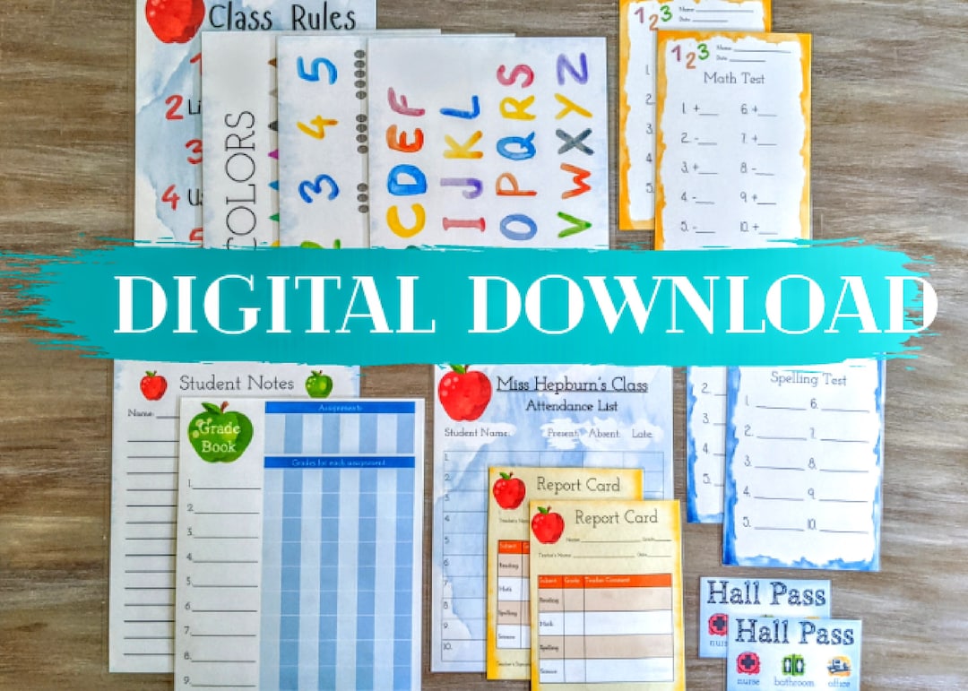 Pretend Teacher Set, Digital Download, Personalized Pretend Play ...