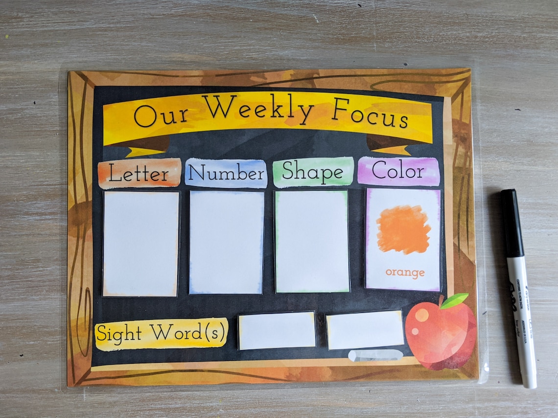 Weekly Focus Chart Digital Download Preschool Chart - Etsy
