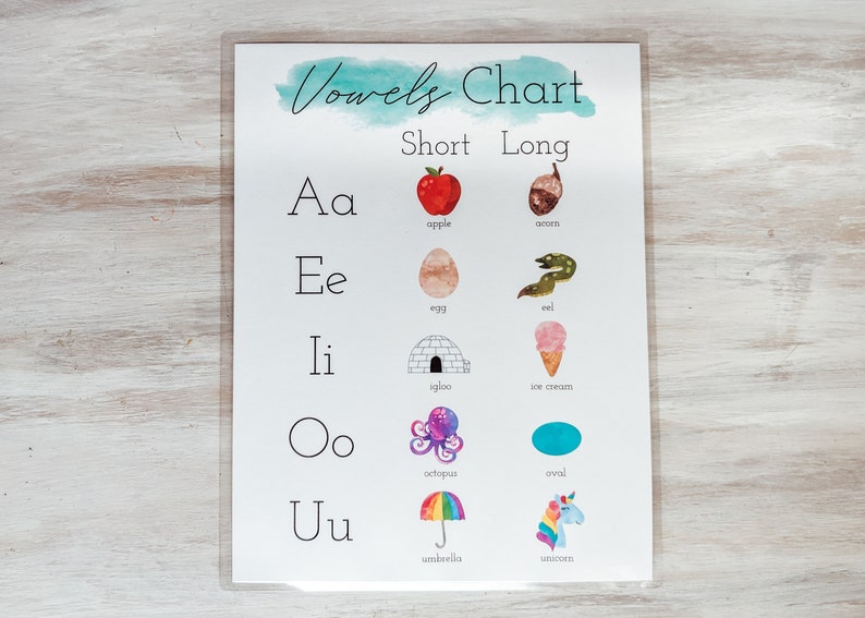 Vowel Chart Vowel Sounds Early Literacy Letter Sounds | Etsy