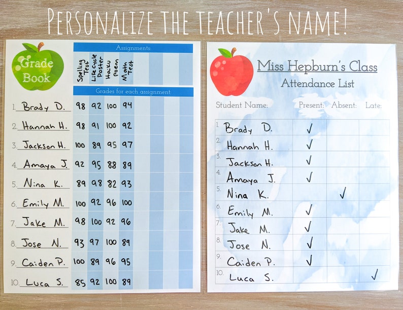Pretend Teacher Set Laminated Pretend Teacher Personalized - Etsy