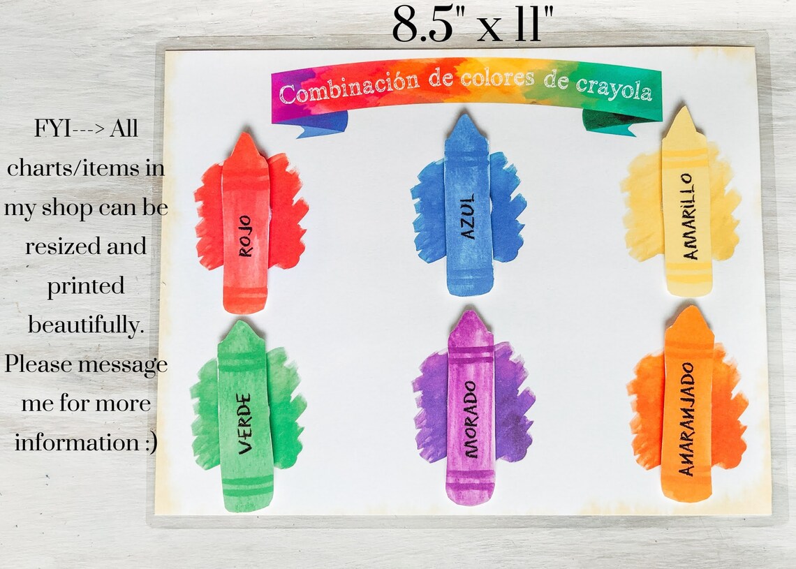 Color Matching in Spanish Printable Crayon Color Match Game - Etsy