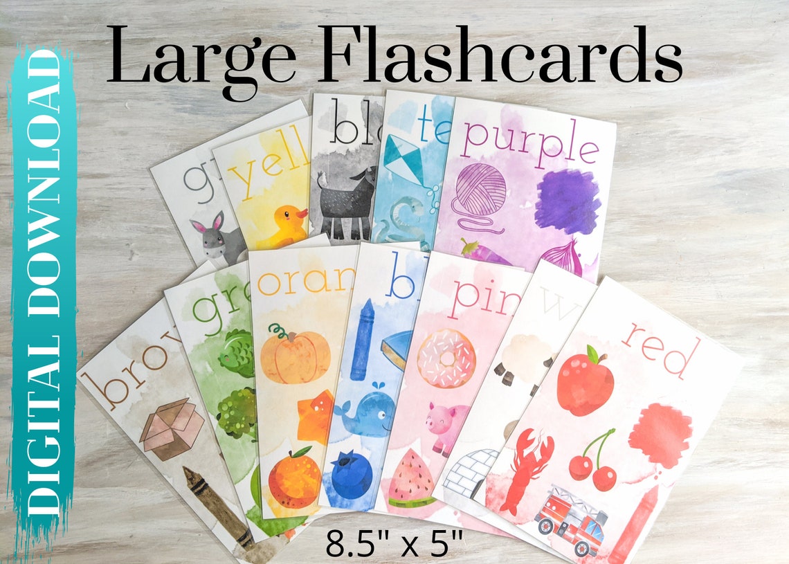 Color Flashcards Jumbo Digital Download Colors Flashcards - Etsy