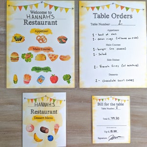 Pretend Play Restaurant, Pretend Restaurant Set, Laminated Activities ...