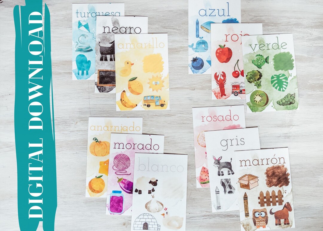 Spanish Color Flashcards Digital Download, Colors Spanish, Preschool ...