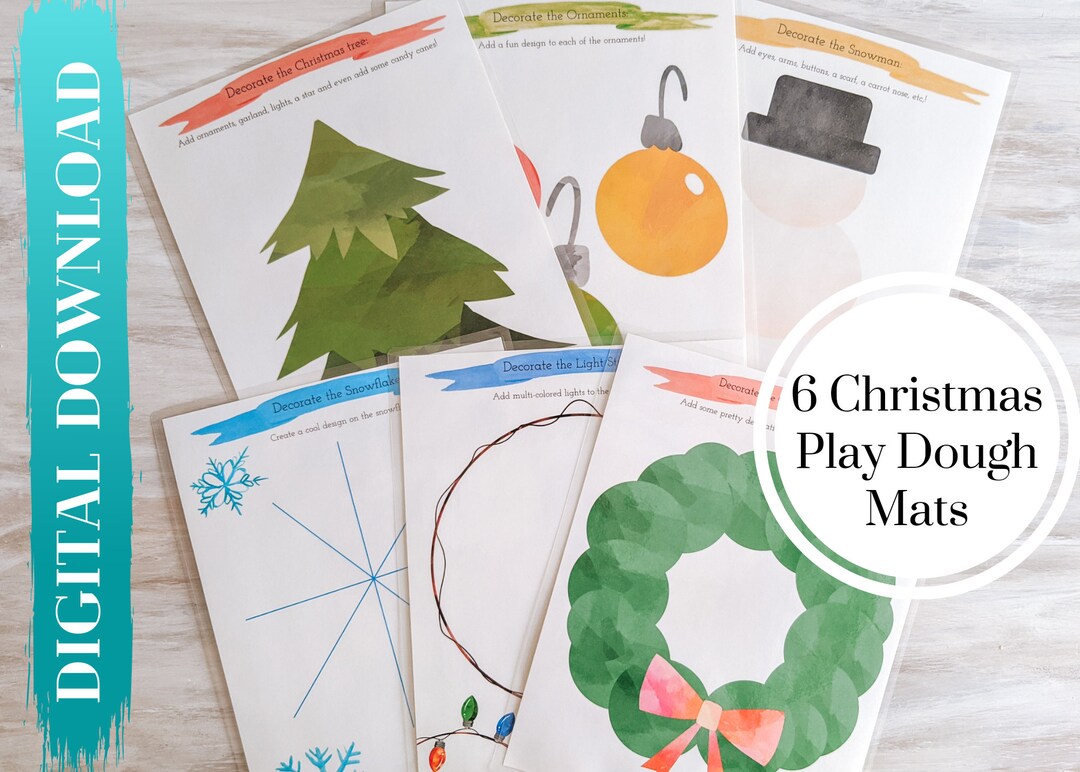 Play Dough Mats Christmas Themed, Digital Download Playdoh Mats ...