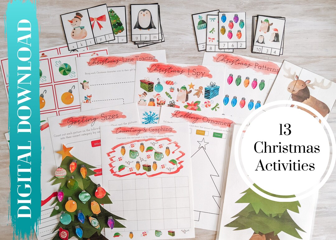 Christmas Activity Printable BUNDLE, Homeschool Activities Digital ...