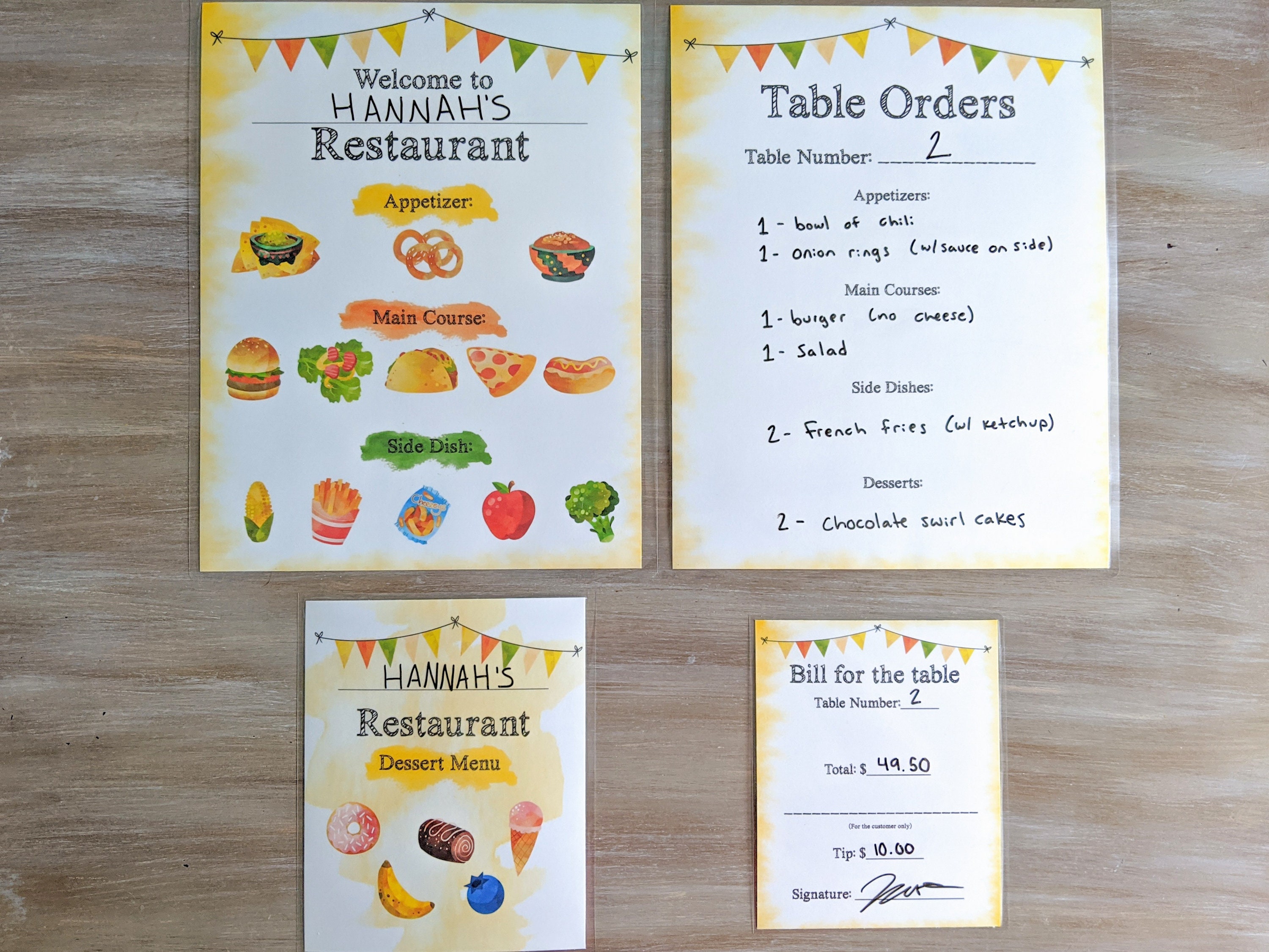 Personalized Pretend Play Restaurant Set, Printable Menus (digital ...