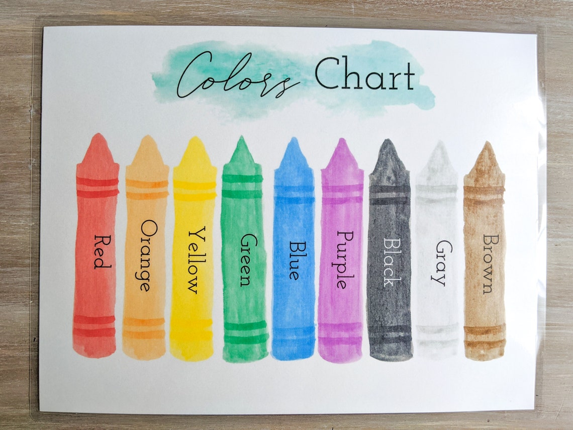 Colors Chart Learn Colors Educational Poster Homeschool - Etsy