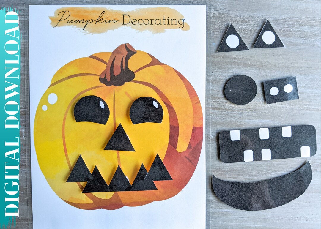 Pumpkin Decorating Game for Preschool. Learn Parts of the Face ...