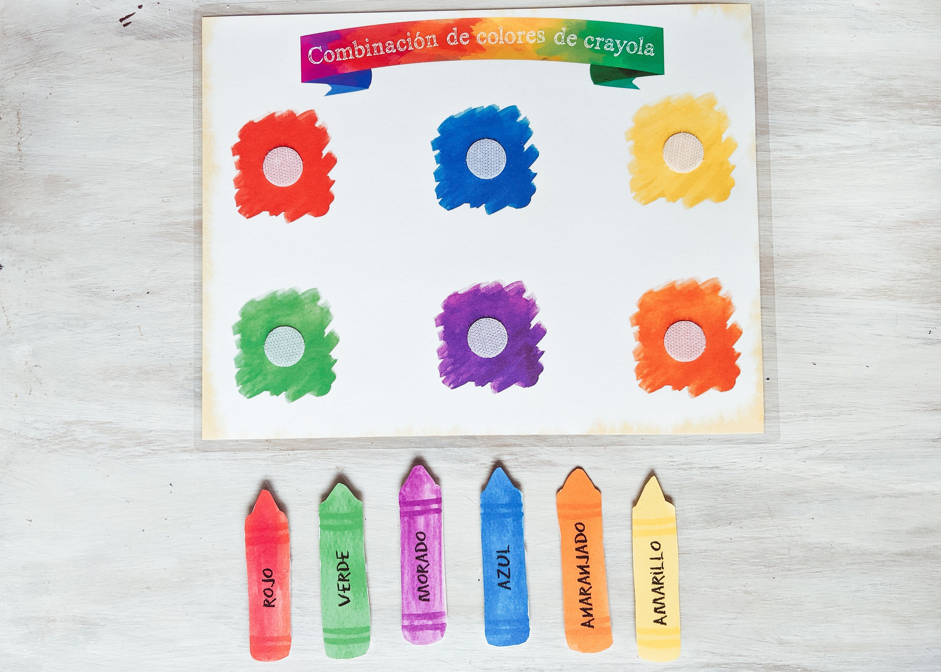 Color Matching in Spanish Printable Crayon Color Match Game - Etsy