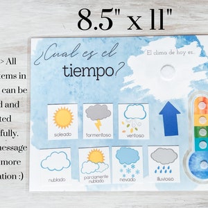 Spanish Weather Chart, Digital Download Weather Chart Spanish, Daily ...