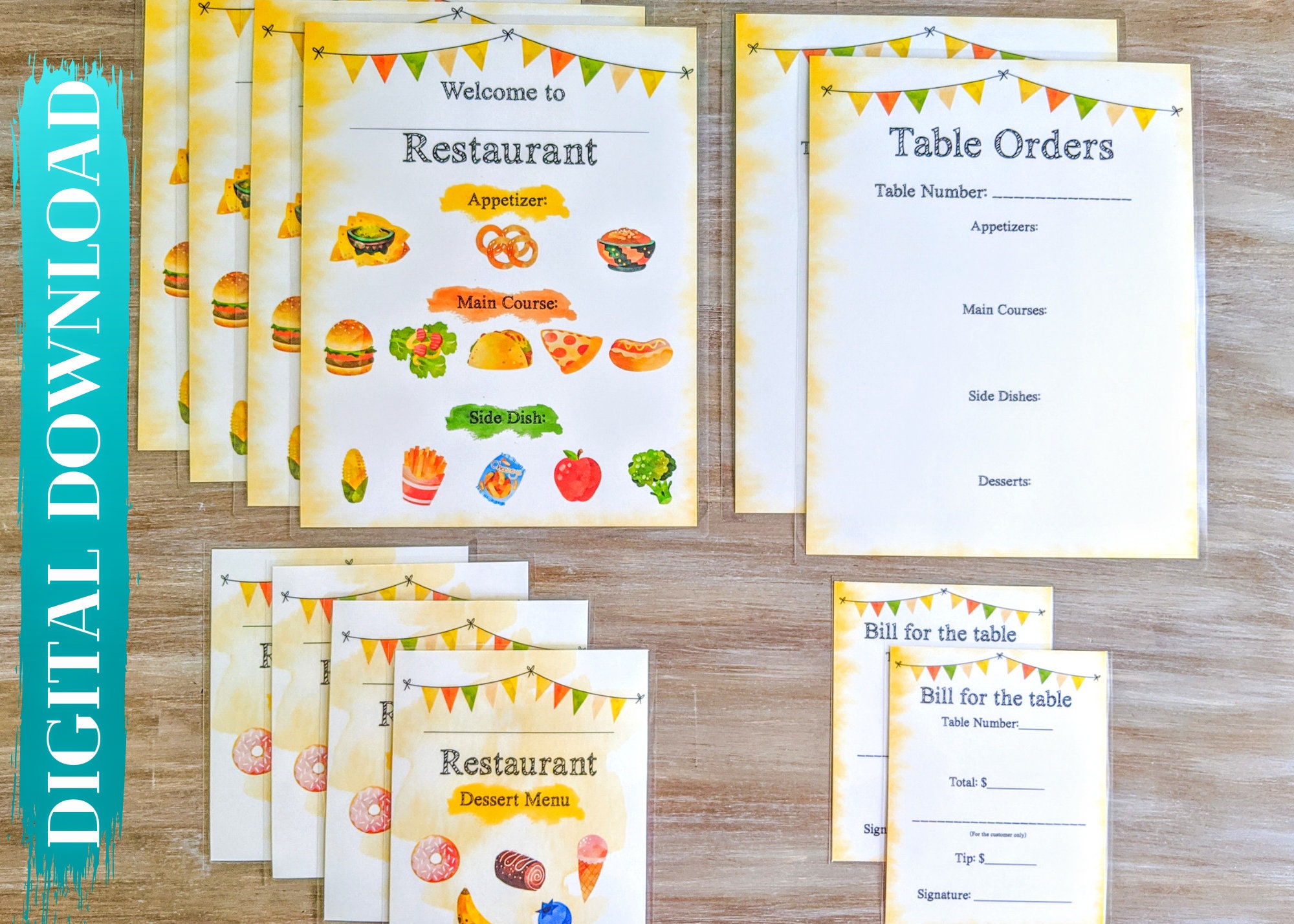 Pretend Play Restaurant Set Digital Download Personalized - Etsy
