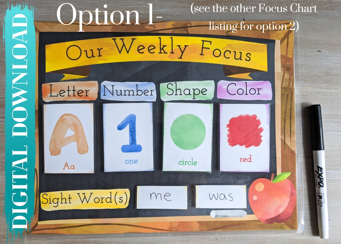 Weekly Focus Chart Digital Download Preschool Chart | Etsy