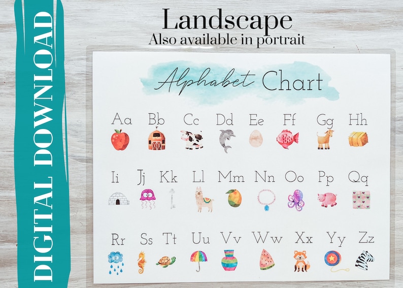Alphabet Poster Alphabet Letter Sounds Chart Digital - Etsy