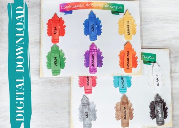 Color Matching in Spanish Printable Crayon Color Match Game - Etsy