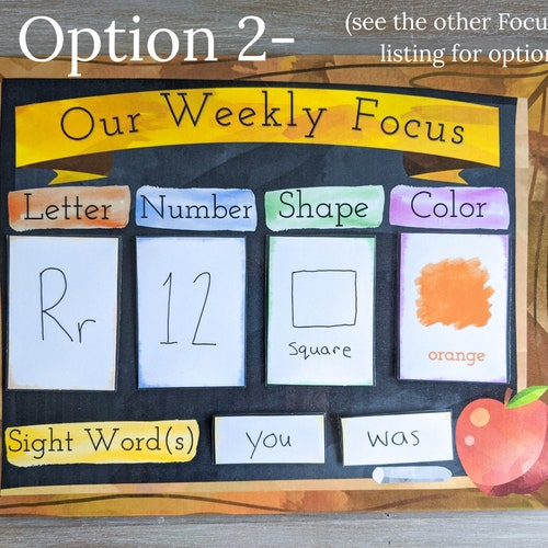 Weekly Focus Chart Digital Download Preschool Chart - Etsy