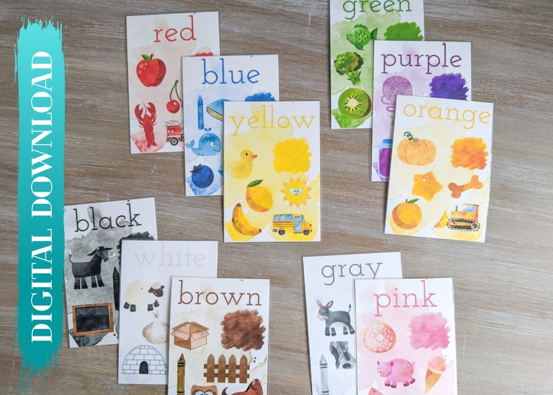 Watercolor Color Flashcards: Preschool Learning (digital Download) - Etsy