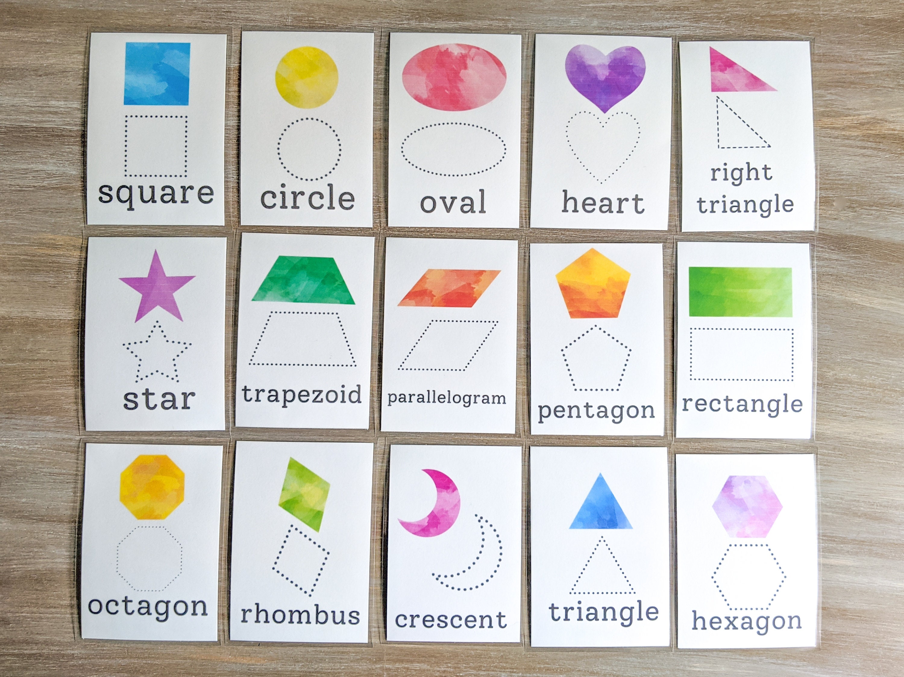 Shape Flashcards With Tracing Practice (digital Download) - Etsy