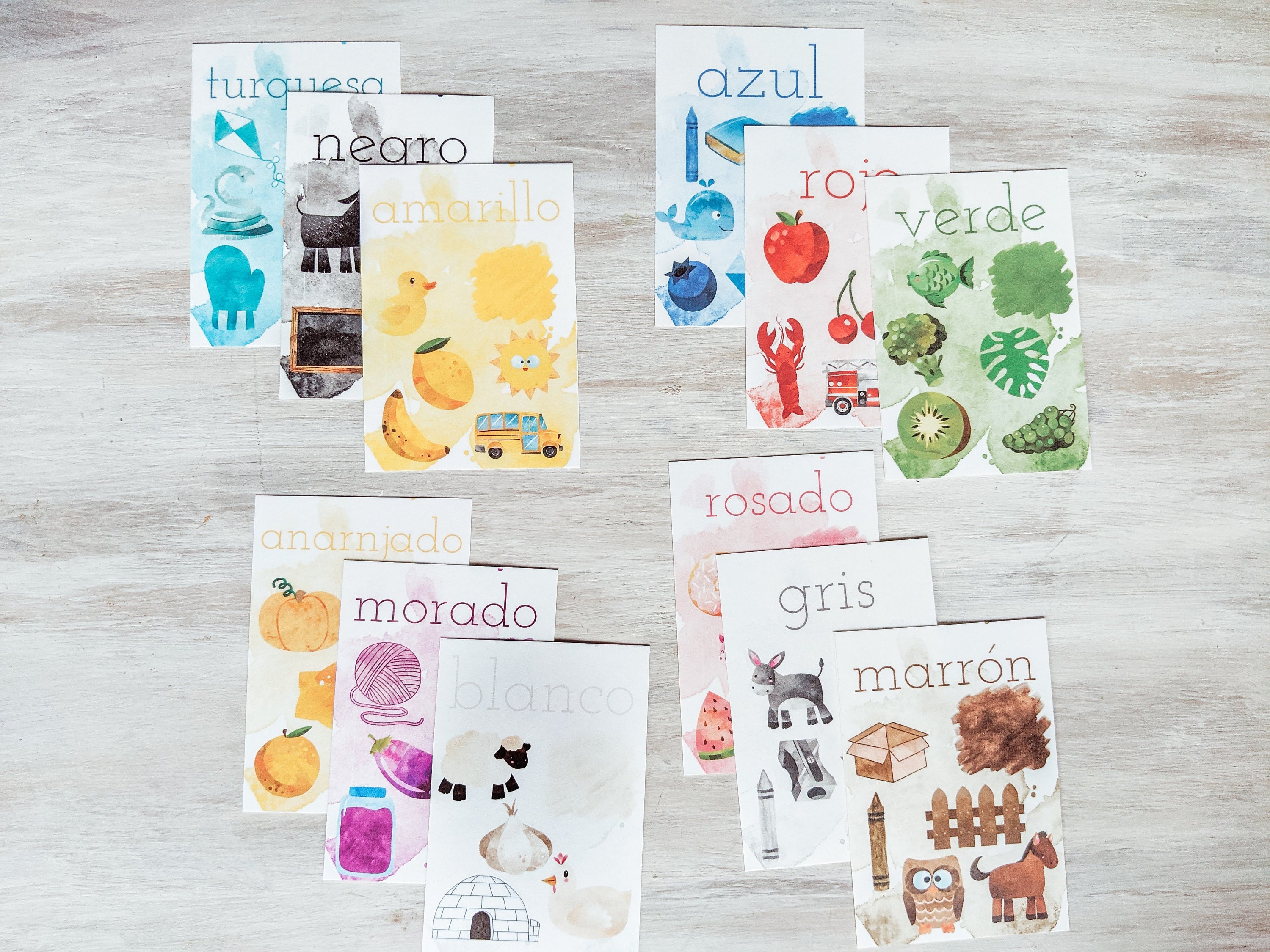 Spanish Color Flashcards Digital Download Colors Spanish - Etsy