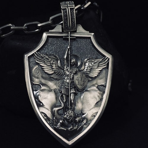 Archangel Saint Michael Silver Medallion Orthodox Shield - Etsy