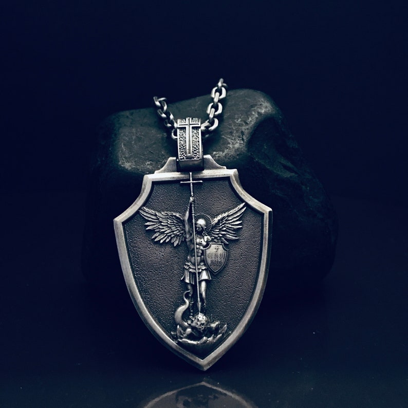 Archangel Saint Michael Silver Medallion Orthodox Shield - Etsy