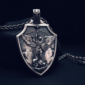 Archangel Saint Michael Silver Medallion, Orthodox Shield Archangel ...