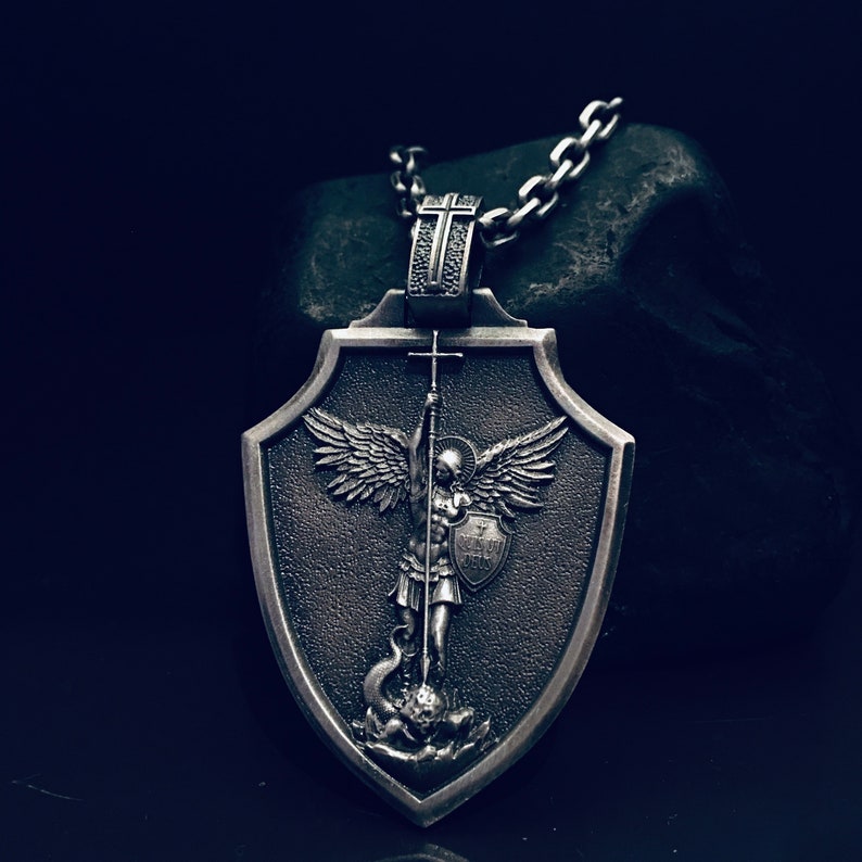 Archangel Saint Michael Silver Medallion Orthodox Shield - Etsy