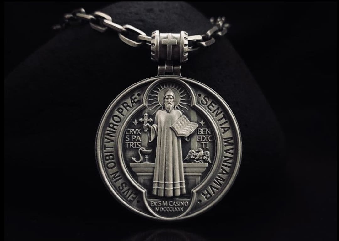 Saint Benedict Necklace Christian Saint Benedict Medallion - Etsy