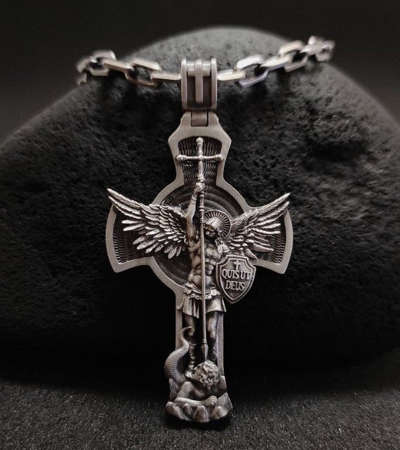 Archangel Saint Michael Silver Cross Orthodox Shield - Etsy Canada